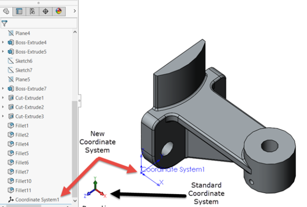 Export Using a Custom Coordinate System in SOLIDWORKS