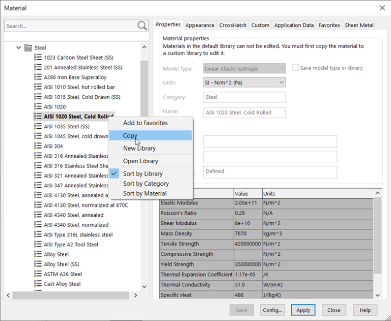 How to Use a Shared SOLIDWORKS Material Library | GSC
